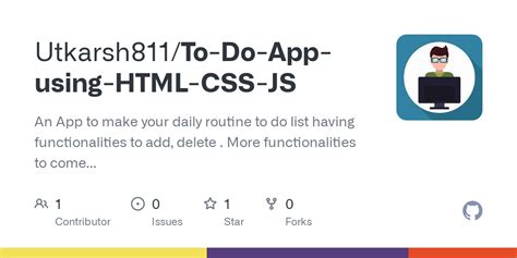 GitHub Utkarsh To Do App Using HTML CSS JS An App To Make Your Daily Routine To Do List
