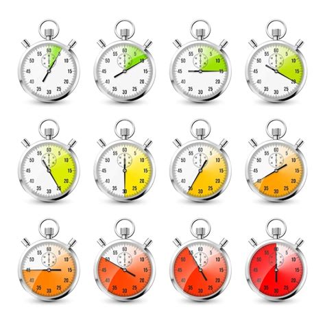 Premium Vector Realistic Classic Stopwatch Icons Shiny Metal