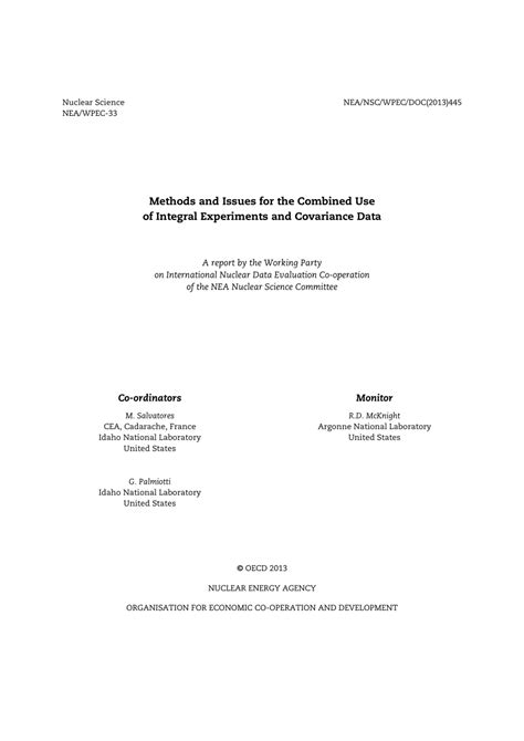 Pdf Methods And Issues For The Combined Use Of Integral Experiments And Covariance Data