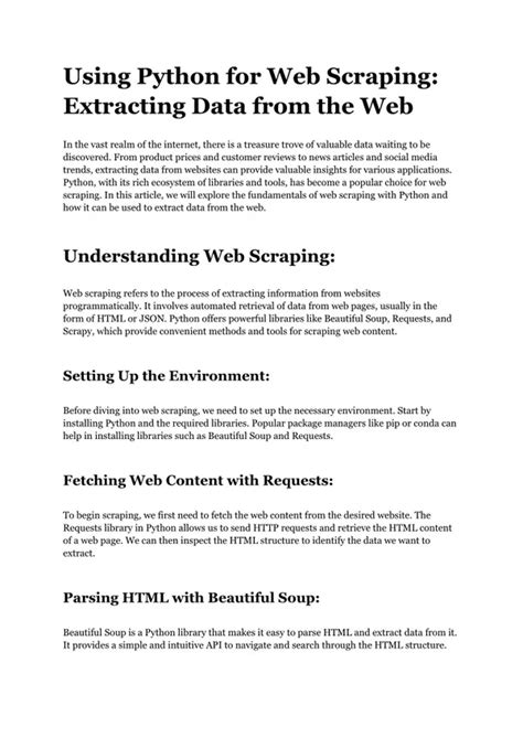 Ppt Using Python For Web Scraping Extracting Data From The Web Powerpoint Presentation Id