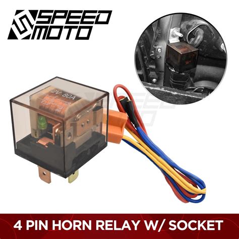 HORN RELAY MINI DRIVING LIGHT RELAY W TRANSPARENT SOCKET 4PIN 5PIN 12V UNIVERSAL SPEEDMOTO