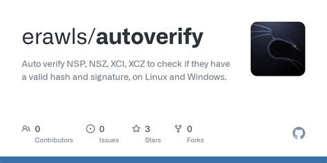 github erawls autoverify auto verify nsp nsz xci xcz to check if