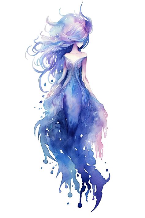 Premium Ai Image Fantasy Banshee Watercolor Clipart Cute Isolated On