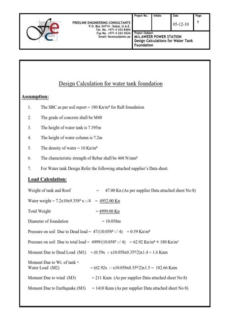 Water Tank Foundations Design Pdf Building Engineering Civil Engineering