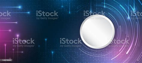 하이테크 컴퓨터 디지털 기술 개념 다양한 기술 요소가 있는 넓은 파란색 배경 추상 서클 기술 통신 벡터 일러스트레이션 프레젠테이션을 위한 미래지향적인 디자인 0명에 대한