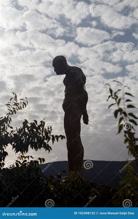 Silhouette Of A Human Statue Of Stone Editorial Photography Image Of