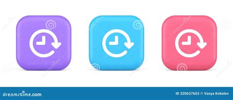 Clock In Circle Arrow Button Time Countdown Deadline Chronometer 3d Realistic Icon Stock Vector