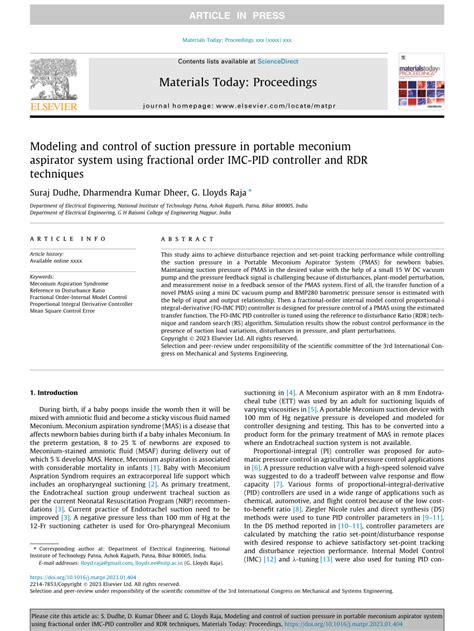 pdf modeling and control of suction pressure in portable meconium