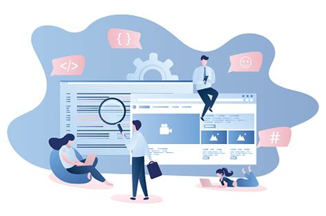 소프트웨어 또는 앱 개발 프런트 엔드 및 백 엔드 프로그래머 및 비즈니스 인력 개념에 대한 스톡 벡터 아트 및 기타 이미지 개념 개념과 주제 개발 Istock