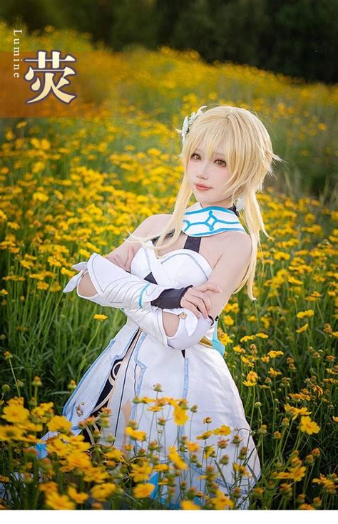 Lumine Genshin Impact Cosplay Full Set With Wig Women S Fashion Dresses Sets Dresses On