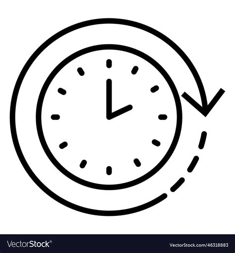 Analog Clock Icon Stroke Circular Arrow Royalty Free Vector
