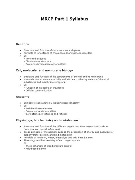 Mrcp Part 1 Syllabus Pdf Immune System Heart