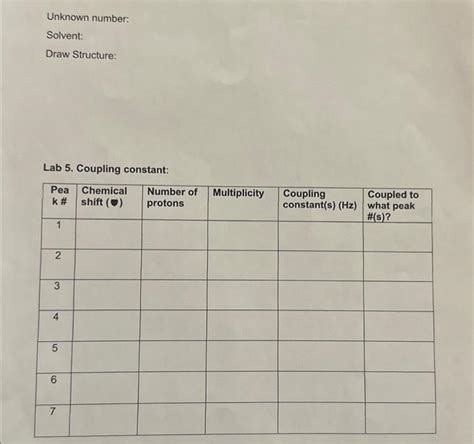 solved unknown number solvent draw structure lab 5