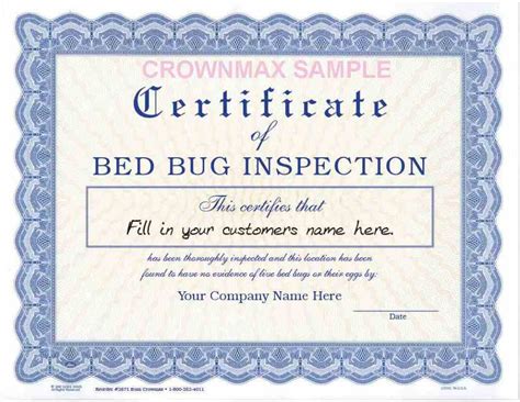 2671 Bed Bug Certificate