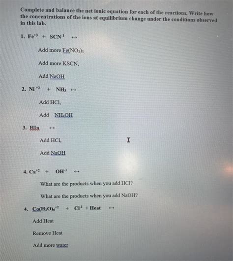 Solved Complete And Balance The Net Ionic Equation For Each Chegg