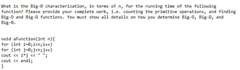 Solved What Is The Big θ ﻿characterization In Terms Of N