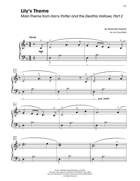 Lilys Theme From Harry Potter And The Deathly Hallows Pt 2 Arr