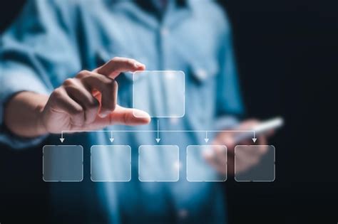 Premium Photo Businessman Touch Virtual Screen Of Flowchart For