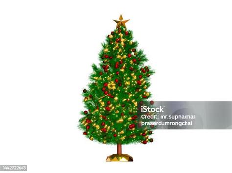 3d 렌더링 크리스마스 트리 또는 소나무 라운드 크리스마스 장식 공과 선물 상자 흰색 배경에 격리된 유리 공 클리핑 패스 0명에 대한 스톡 사진 및 기타 이미지 Istock