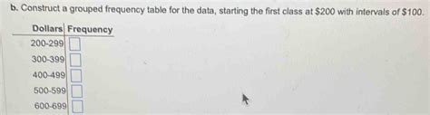 b construct a grouped frequency table for the data starting the first