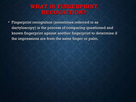 Finger Print Recognition Ppt