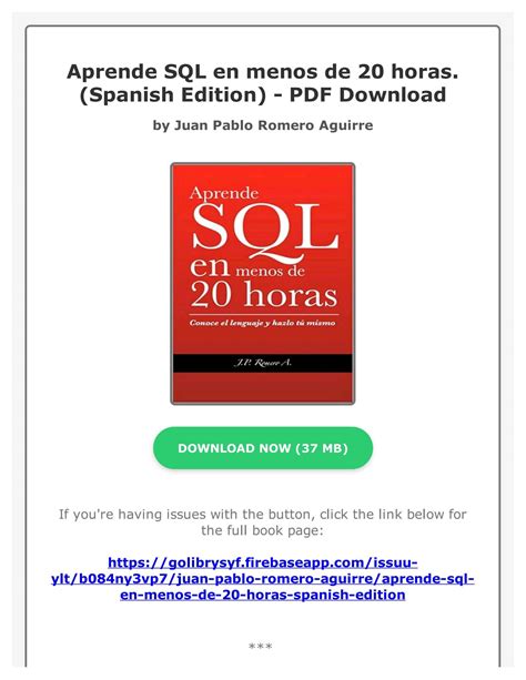 Pdf Download Aprende Sql En Menos De 20 Horas Spanish Edition By