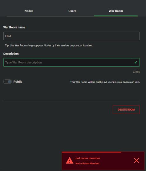 Bug Unable To Remove War Room Or Remove Node From It · Issue 182