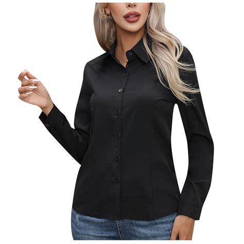 Wrinkle Free Womens Button Down Shirts For Women Long Sleeve Stretch