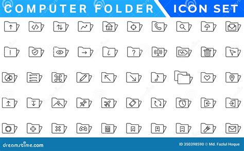 Set Of Computer Folder Icons Symbol Pc File Or Document Search