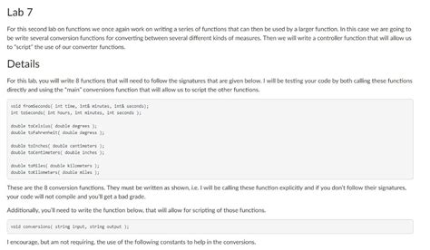 Solved Lab 7 For This Second Lab On Functions We Once Again