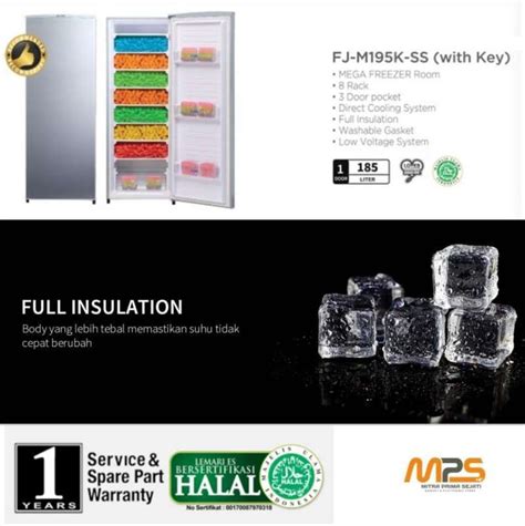 Jual Kulkas Freezer Sharp Fj M195k Ss Net 175 Ltr Resmi Sharp