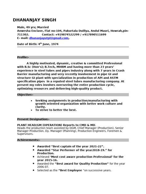 Old Resume Pdf Performance Indicator Inventory