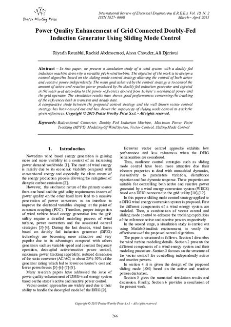 Pdf Power Quality Enhancement Of Grid Connected Doubly Fed Induction Generator Using Sliding