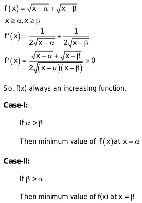 find the range of f x √ x α √ x β