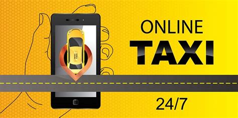 온라인 모바일 응용 프로그램 주문 택시 서비스 가로 그림 벡터 택시 모바일 앱 디자인입니다 스마트폰을 들고 있는 휴먼 핸드