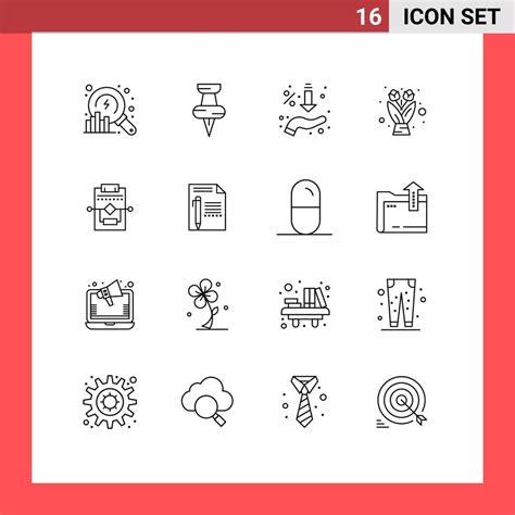 Pack Of 16 Creative Outlines Of Process Workflow Percent T Flower Editable Vector Design