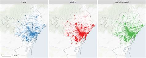 Small Multiple Maps Of The Picture Locations Taken By Locals Visitors Download Scientific