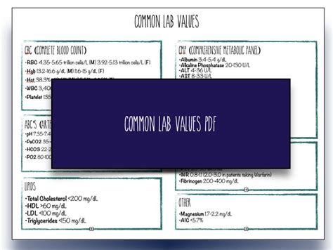 Common Lab Values Pdf Etsy