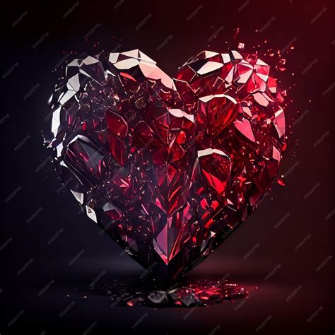 premium photo broken heart made of ruby isolated on black background