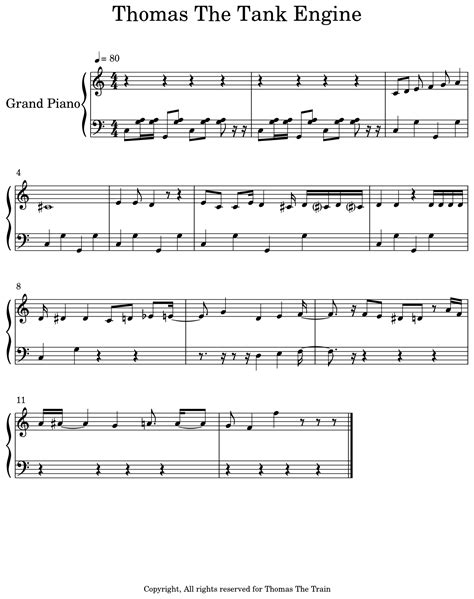 Thomas The Tank Engine Sheet Music For Piano
