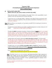 Post Lab Guideline For Chemical Kinetics Assignment Chemistry BL Post Lab Report