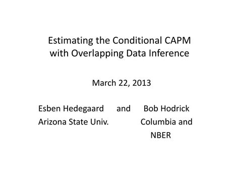 Ppt Estimating The Conditional Capm With Overlapping Data Inference