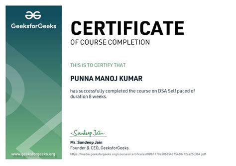 Datastructuresandalgorithms Coursecompletion Geeksforgeeks Problemsolving Dsa Manoj Kumar