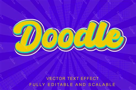 Doodle Retro Sunburst Font Style Effect Vector File Illustrator Premium