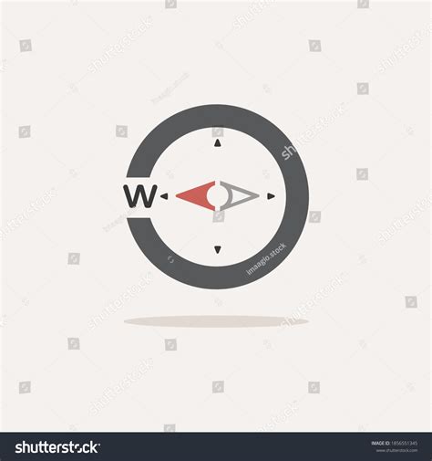 West Direction Compass Color Icon Shadow Stock Vector Royalty Free
