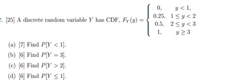 Solved A Discrete Random Variable Y Has Chegg