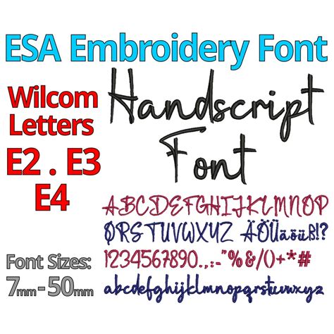 Handscript Esa Font Wilcom Handscript Font File Works With E2 E3
