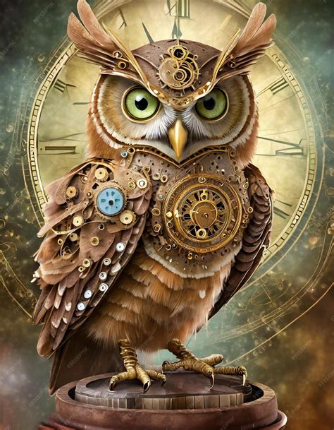Premium Photo Steampusteampunk Clock Owlnk Clock Owl