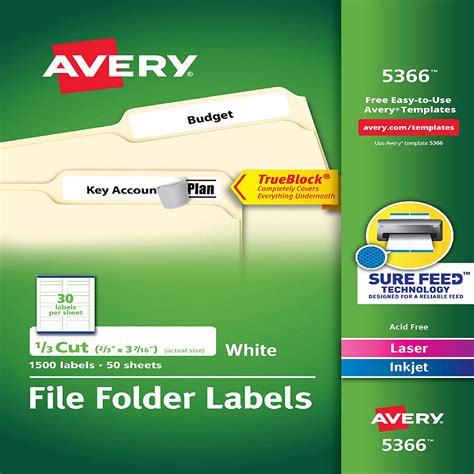 Avery TrueBlock File Folder Labels 2 3 X 3 7 16 1 500 Printable