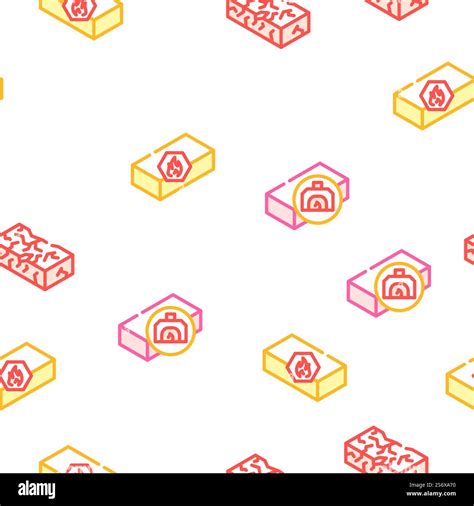 Brick For Building Construction Vector Seamless Pattern Color Line Illustration Brick For